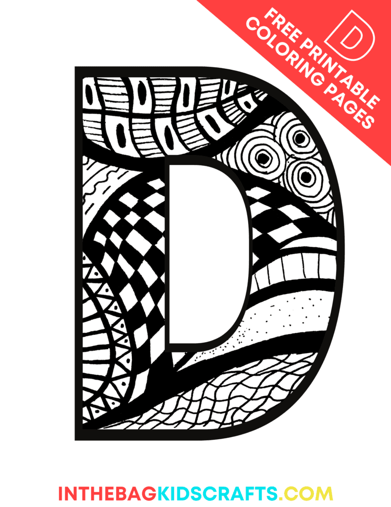 Letter D Coloring Pages • In the Bag Kids' Crafts