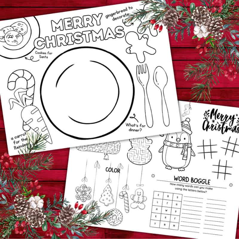 Free Printable Christmas Placemat with Games • In the Bag Kids' Crafts