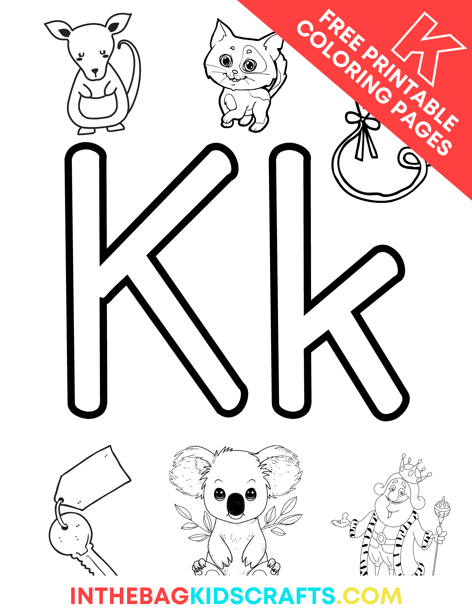 Letter K Coloring Pages (FREE Printables) • In the Bag Kids' Crafts