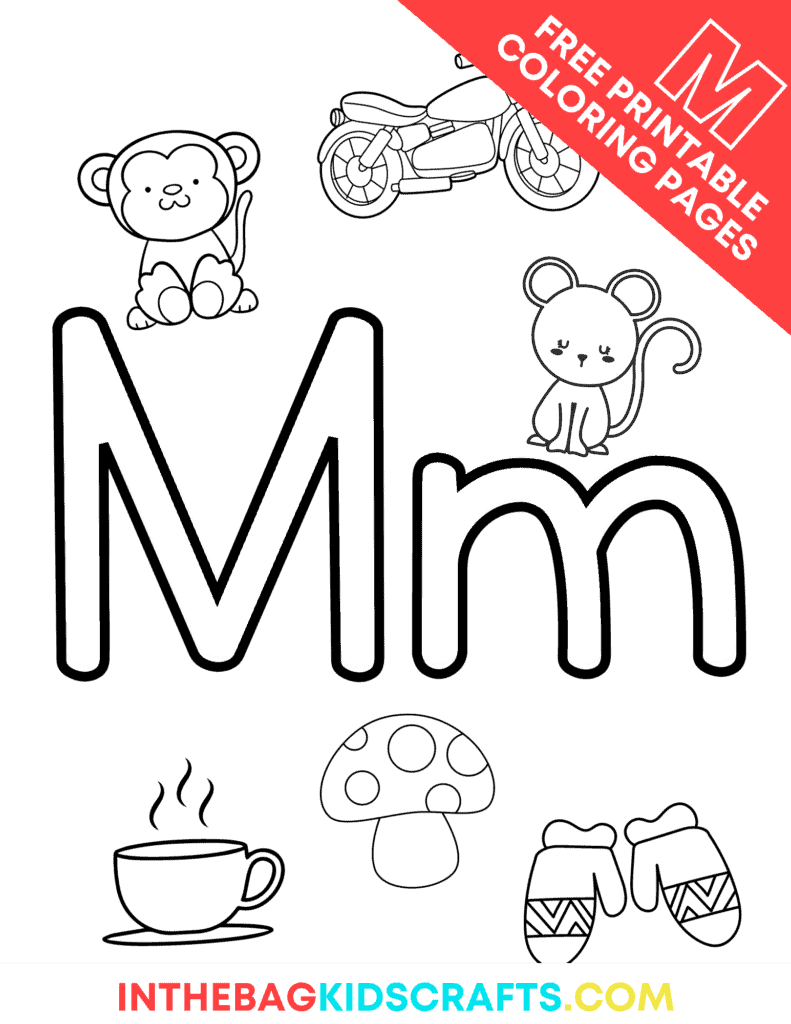 Letter M Coloring Pages for Kids • In the Bag Kids' Crafts
