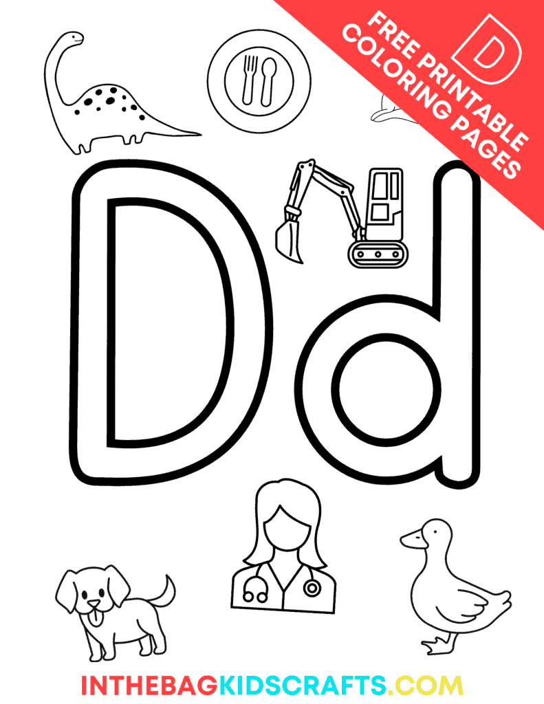 Letter D Coloring Pages • In the Bag Kids' Crafts