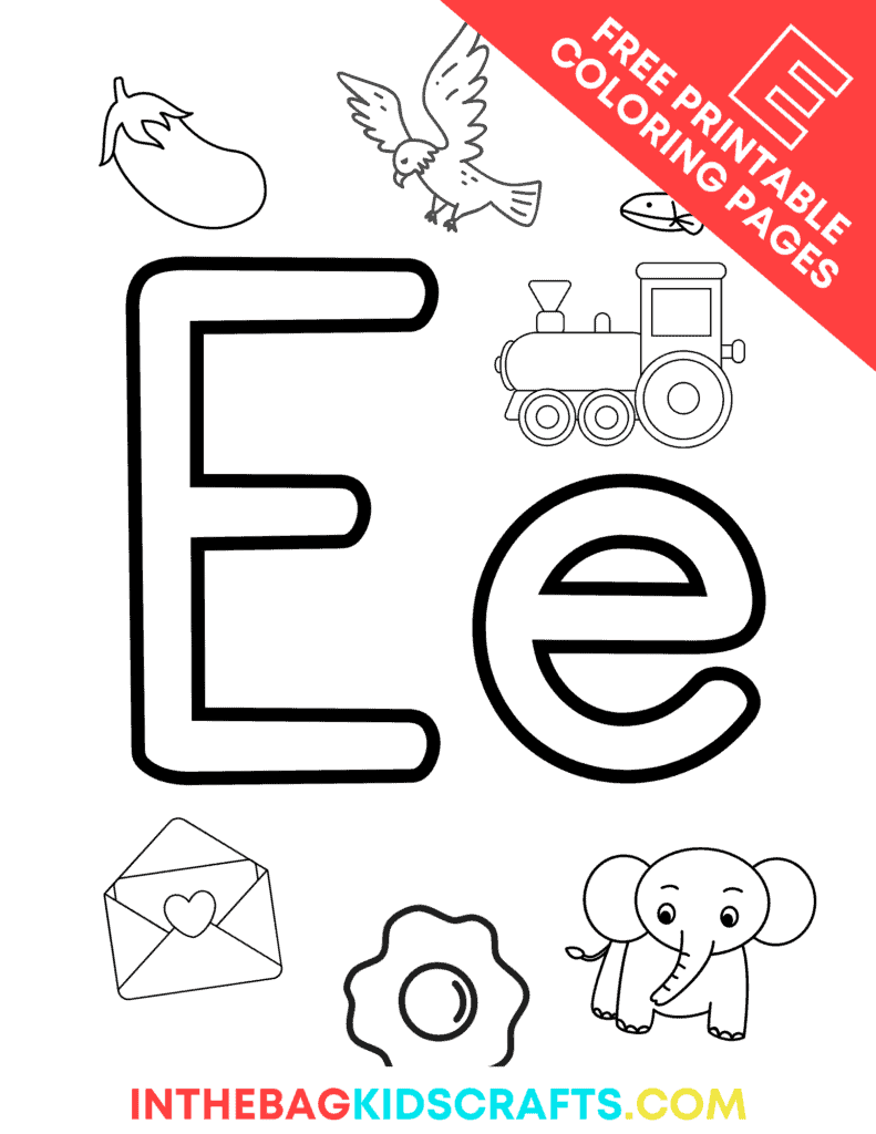 Letter E Coloring Pages • In the Bag Kids' Crafts