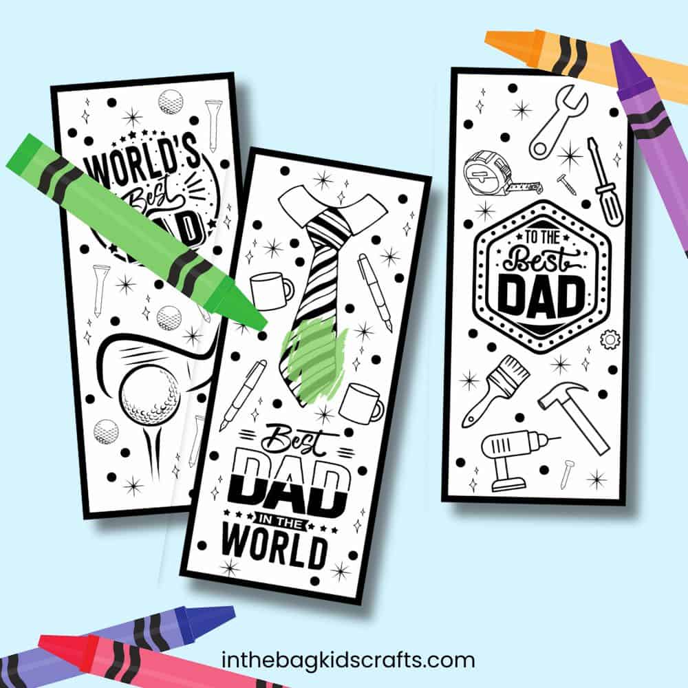 DIY Father's Day Bookmarks to Color (FREE Printable) • In the Bag Kids ...