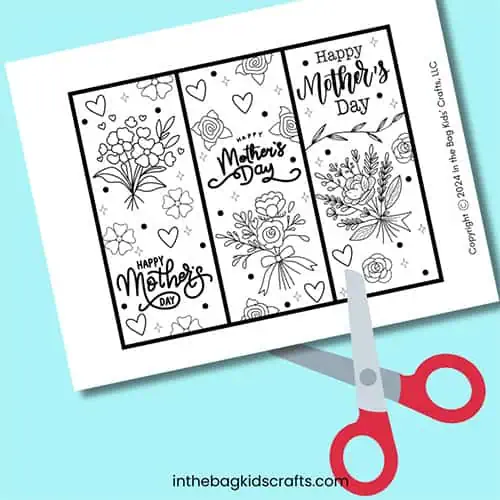 DIY Printable Mother's Day Bookmarks to Color • In the Bag Kids' Crafts