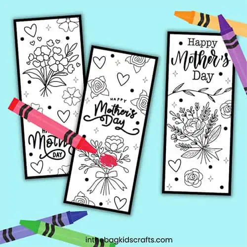 DIY Printable Mother's Day Bookmarks to Color • In the Bag Kids' Crafts