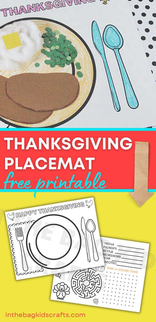 Thanksgiving Placemat (FREE Printable) • In the Bag Kids' Crafts
