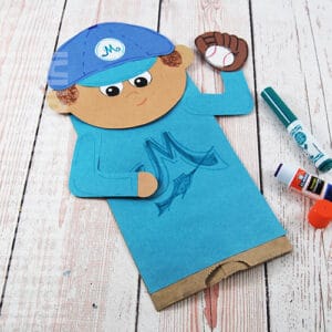 Baseball Craft Player Puppet (with FREE Template) • In the Bag Kids' Crafts