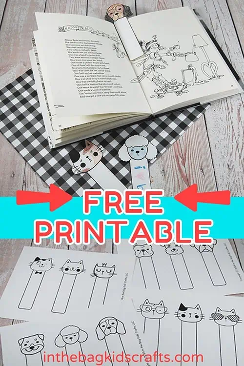 Adorable DIY Pet Bookmarks for Kids (FREE Printable pdf) • In the Bag ...