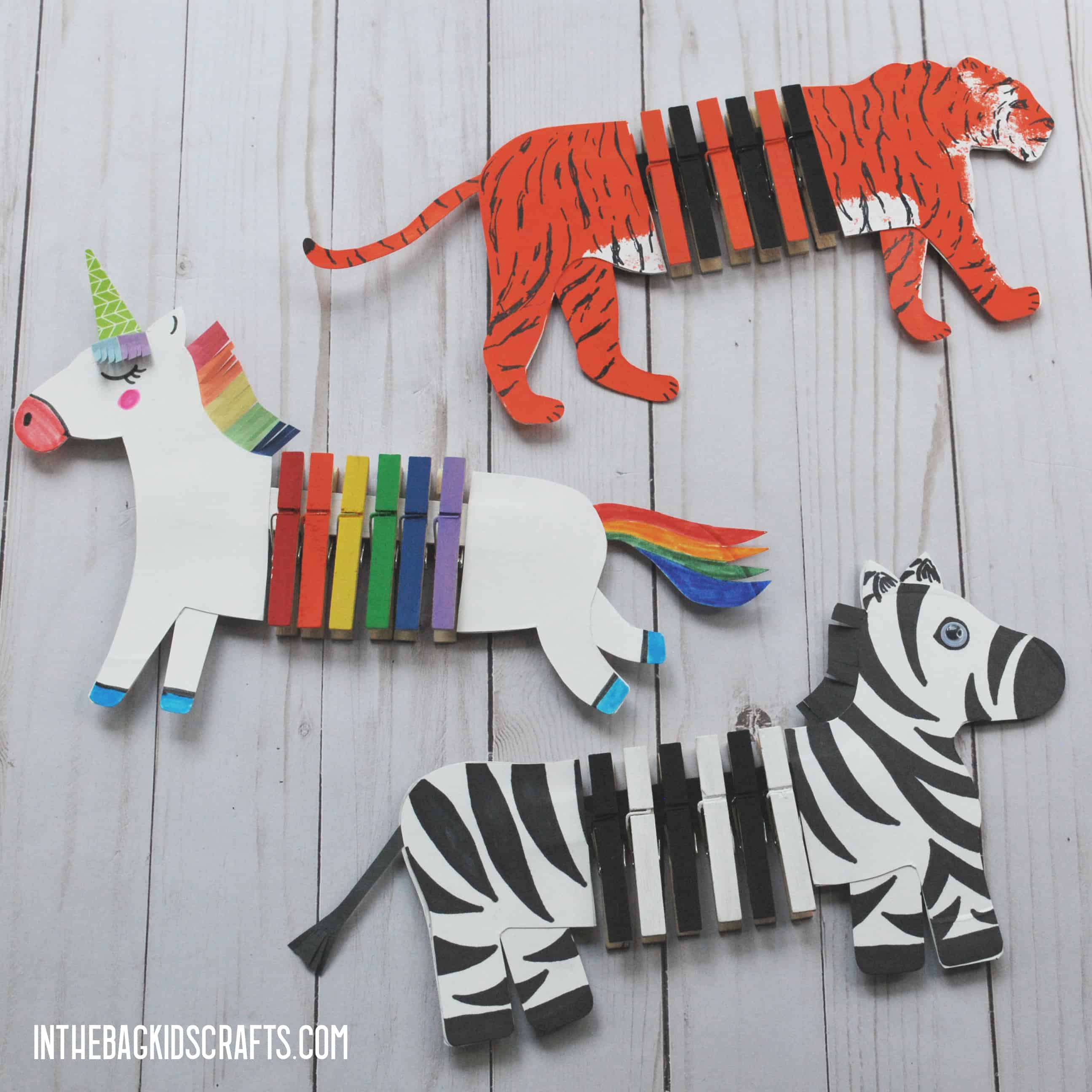 3 Clothespin Animal Crafts (great for fine motor) • In the Bag Kids' Crafts