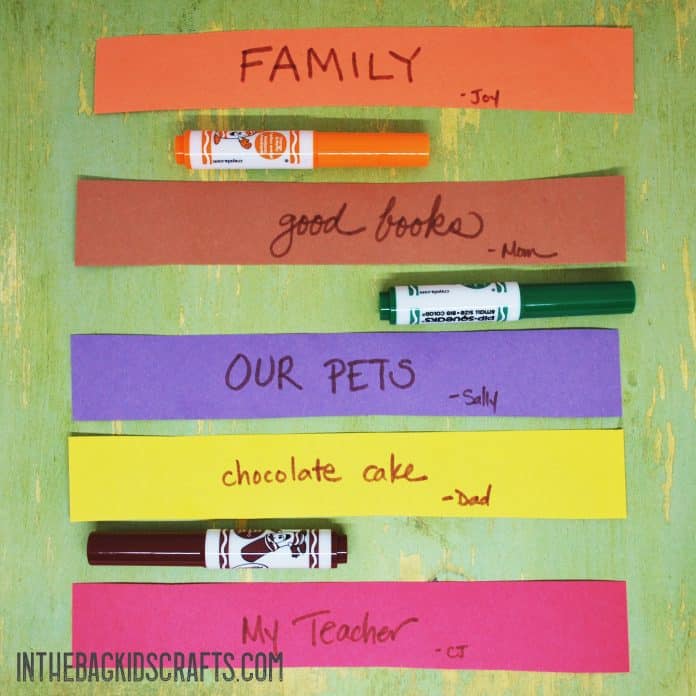 Thanksgiving Craft Gratitude Chain • In the Bag Kids' Crafts