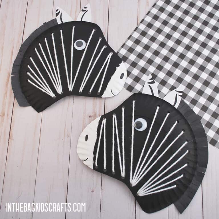 Paper Plate Zebra Craft (with Lacing) • In the Bag Kids' Crafts