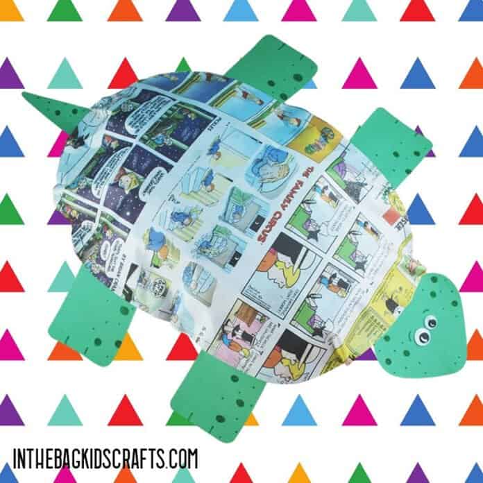 Recycle Paper Turtle Craft {with FREE template } • In the Bag Kids' Crafts