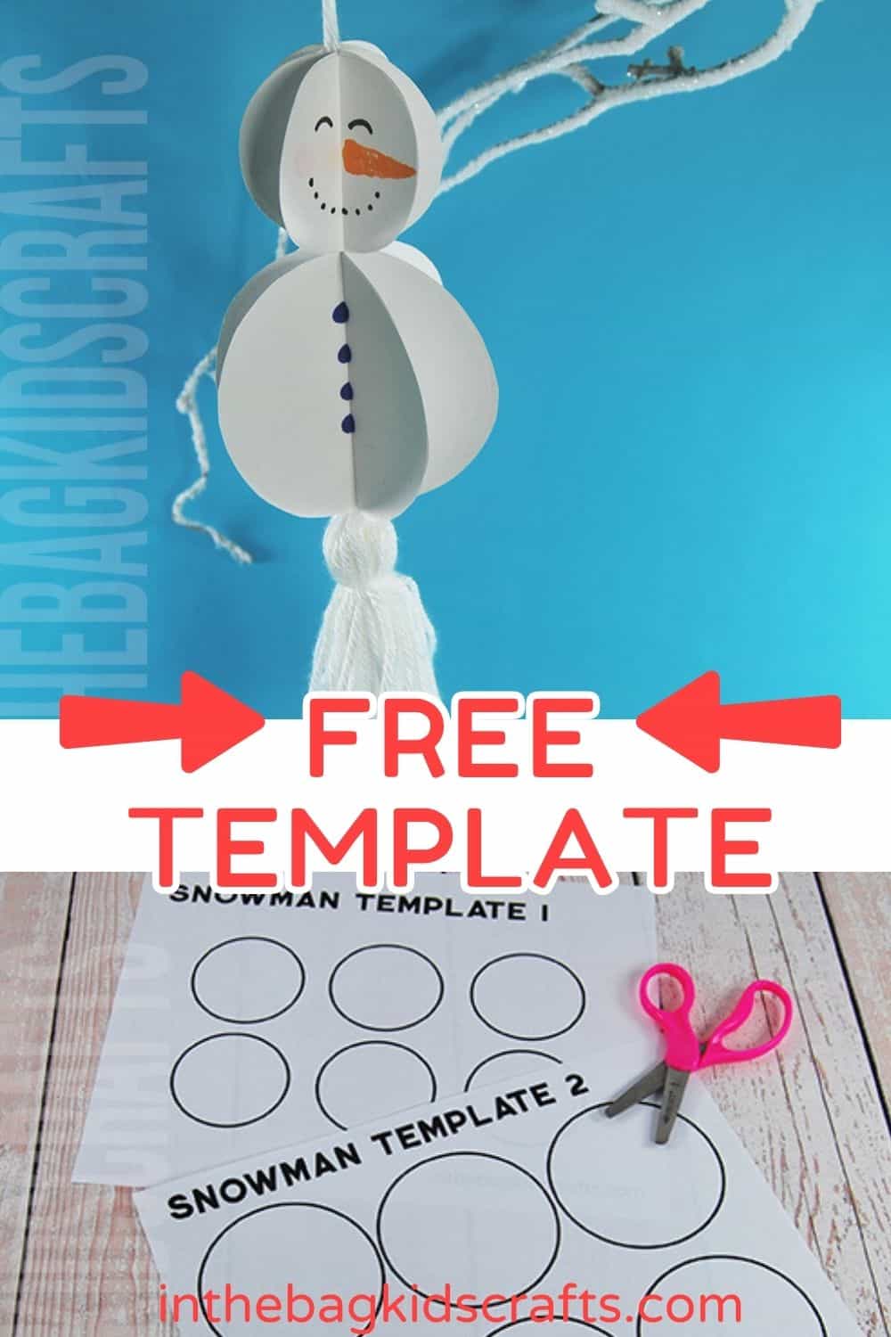 Easy paper snowman craft for kids (FREE Template) • In the Bag Kids' Crafts