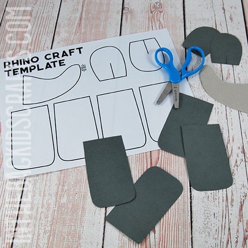 Rhino Craft (with Free Craft Template) • In the Bag Kids' Crafts