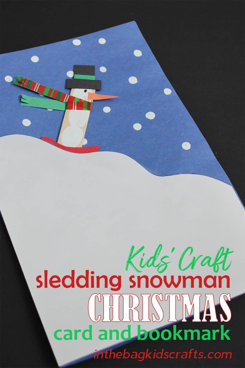 Sledding Snowman Christmas Card • In the Bag Kids' Crafts