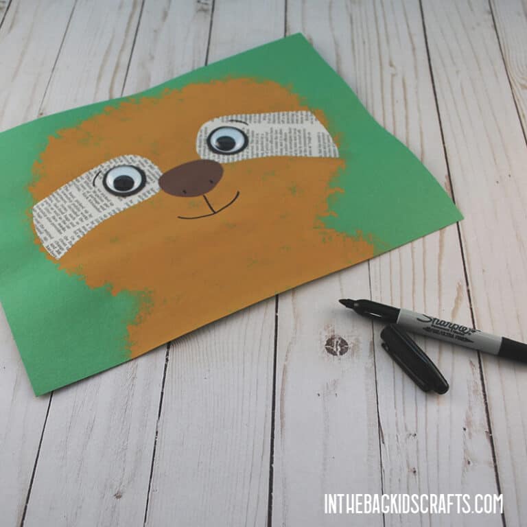 Sloth Craft (with Newspaper Details) • In the Bag Kids' Crafts