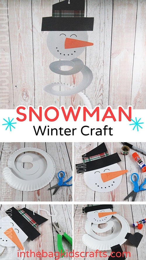 Paper Plate Snowman Craft (with FREE Template) • In the Bag Kids' Crafts