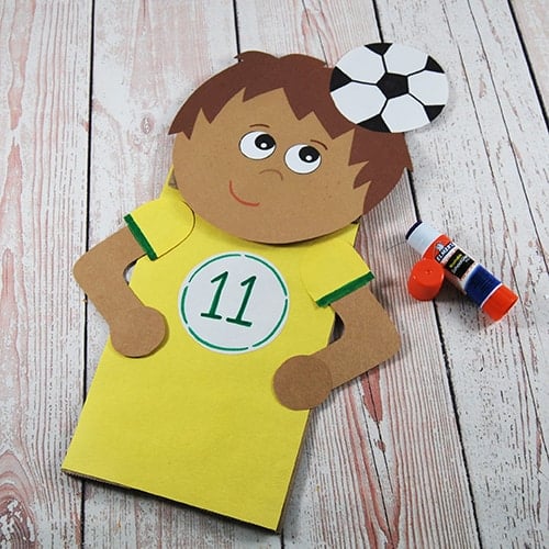 Soccer Craft Player Puppet (FREE Template) • In the Bag Kids' Crafts
