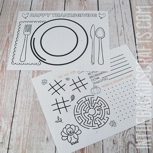 Thanksgiving Placemat (FREE Printable) • In the Bag Kids' Crafts