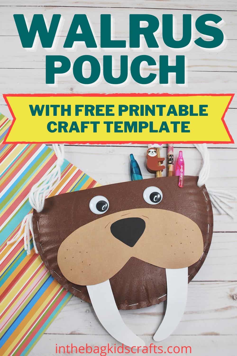 Paper Plate Walrus Craft {It's a Pouch!} • In the Bag Kids' Crafts